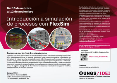Inscripción para el Curso "Introducción a simulación de procesos con FlexSim" - UNGS